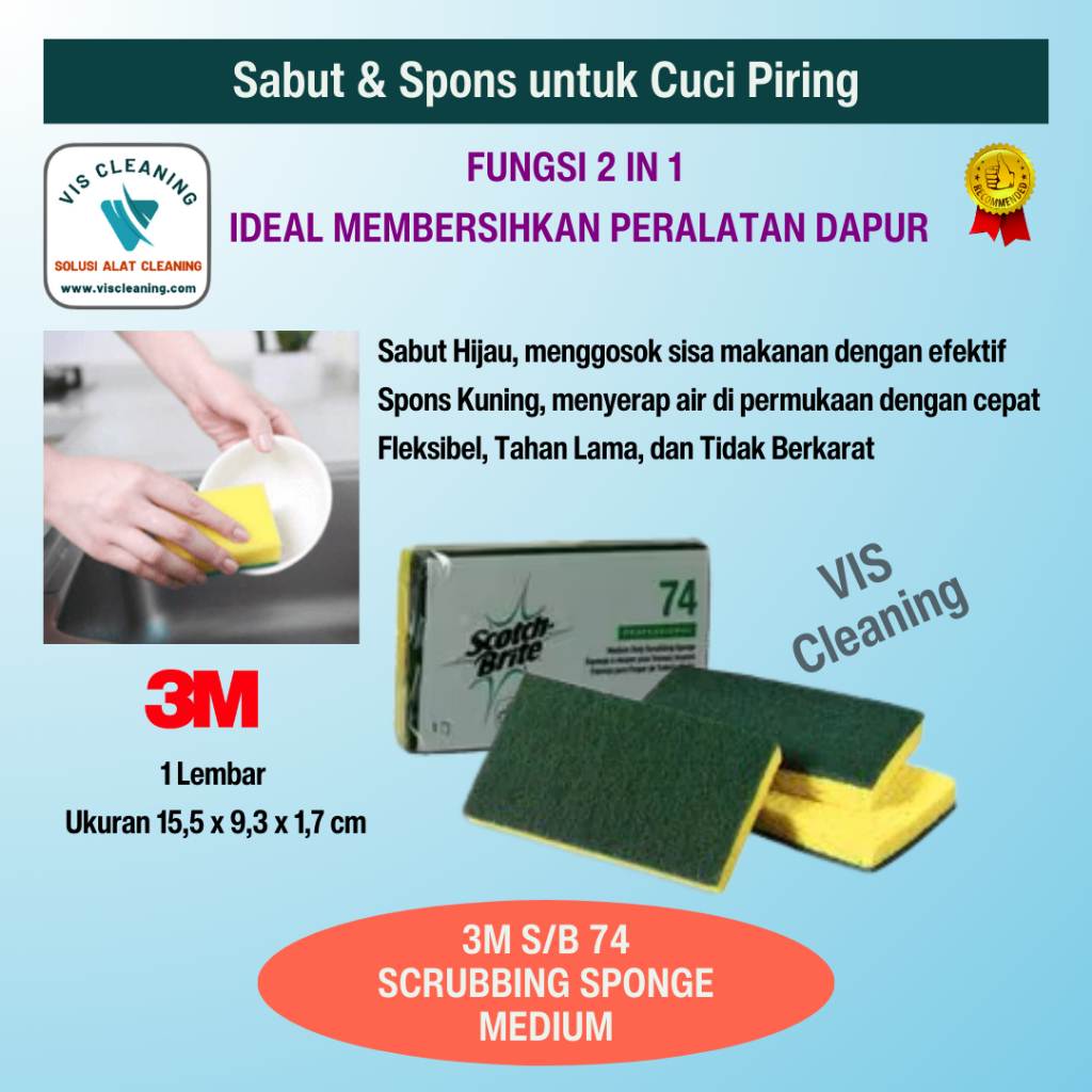 Jual Sabut & Sponge Cuci Piring 3M S/B 74 (per lembar) | Shopee Indonesia