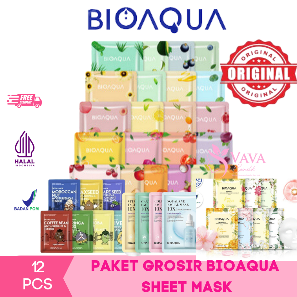 Jual BIOAQUA Masker Wajah Cereal Sheet Mask & Biji Buah Face Mask 25ml ...