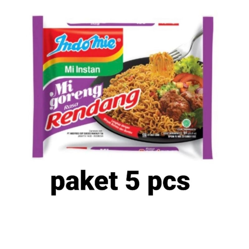 Jual Indomie goreng rendang paket 5 pcs | Shopee Indonesia