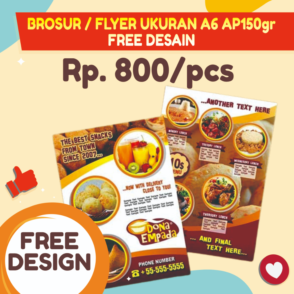 Jual BROSUR/ FLYER UKURAN A6 AP150gr FREE DESAIN | Shopee Indonesia