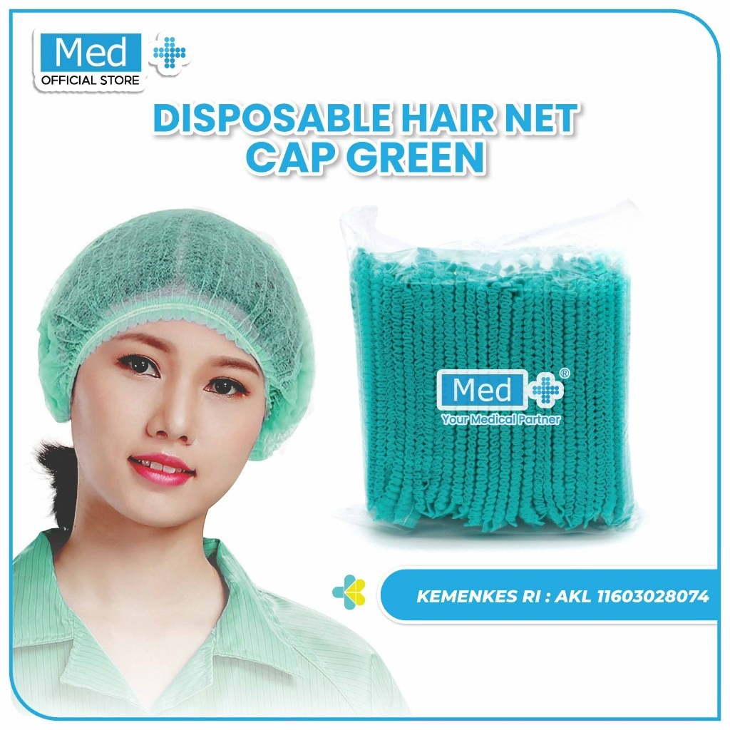 Jual Med+ Medical Disposable Hair Cap Green 25 Pcs & 50 Pcs / Nurse Cap ...