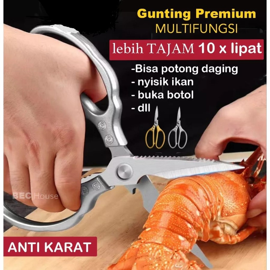 Jual Gunting Dapur JAPAN SK5 Tajam Kuat Tebal Stainless Steel Kitchen ...