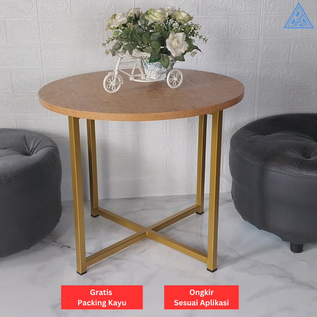 Jual Meja Tamu Minimalis Bulat / Meja Teras / Meja Tamu Bundar Rangka ...