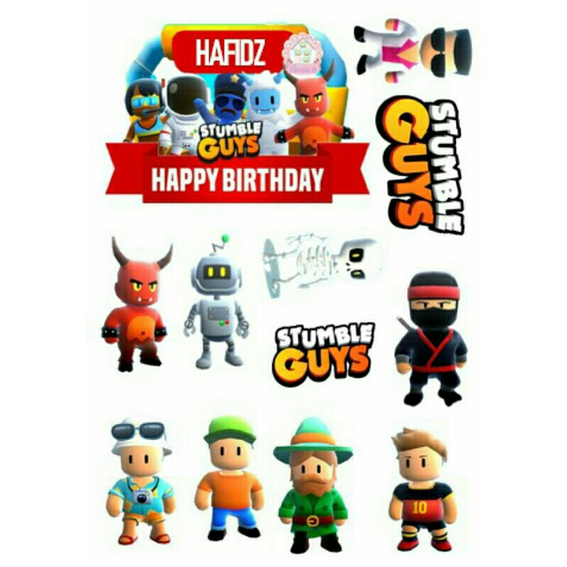 Jual Topper STUMBLE GUYS | Hiasan Cake Tema STUMBLE GUYS Custom Nama ...