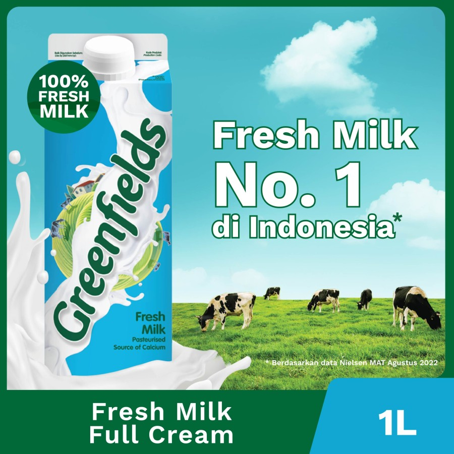 Jual GREENFIELDS FRESH MILK 1 LT FULL CREAM | Shopee Indonesia