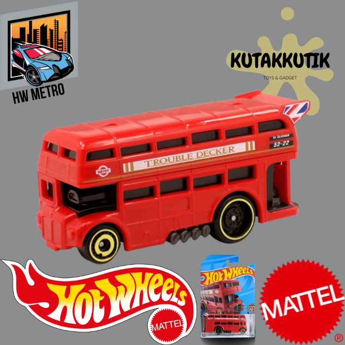 Jual Hot Wheels Mobil Bus Tingkat Trouble Decker Merah HW Metro ...