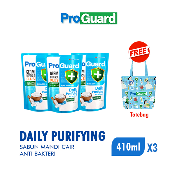 Jual Proguard Bodywash Daily Purifying 410 ml x3 Free Totebag | Shopee ...