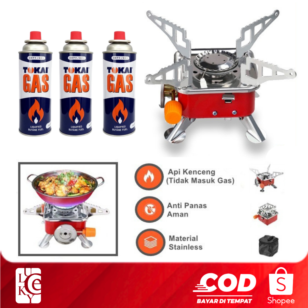 Jual Kompor Portable Kompor Mini kompor Camping Model Kotak Lipat + Gas ...