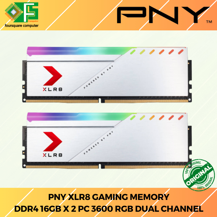 Jual PNY XLR8 Gaming Memory DDR4 32GB 2x16GB Kit PC 3600Mhz Silver Longdimm Desktop Komputer ...