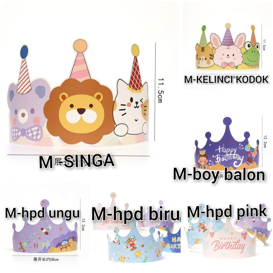 Jual DY PACK TOPI ULANG TAHUN KAWAII / MAHKOTA ULANG TAHUN MOTIF LUCU ...