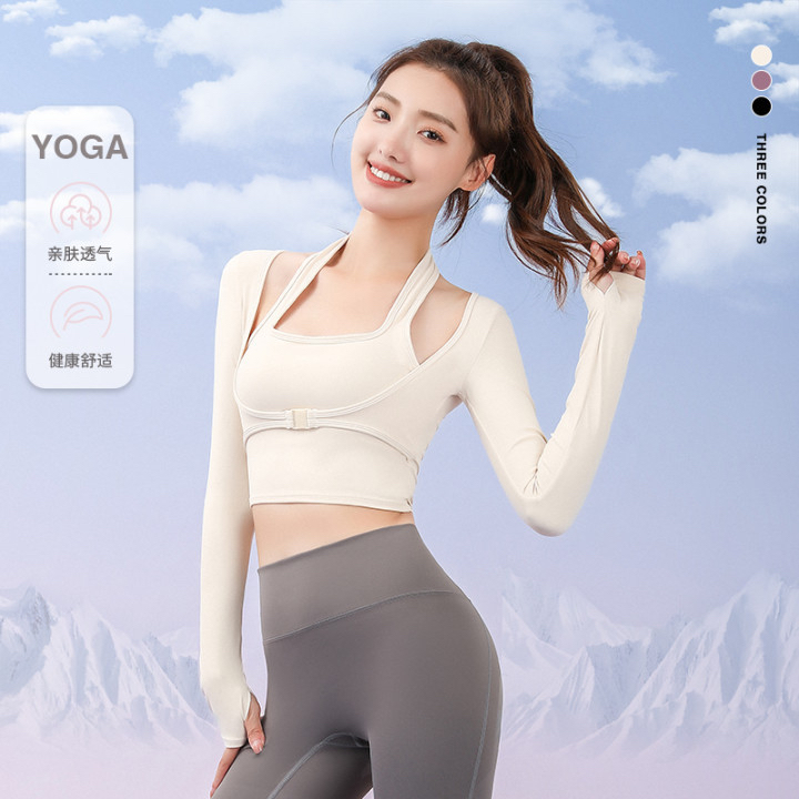Jual Atasan Baju Olahraga Wanita Lengan Panjang Baju Gym Sport Yoga ...