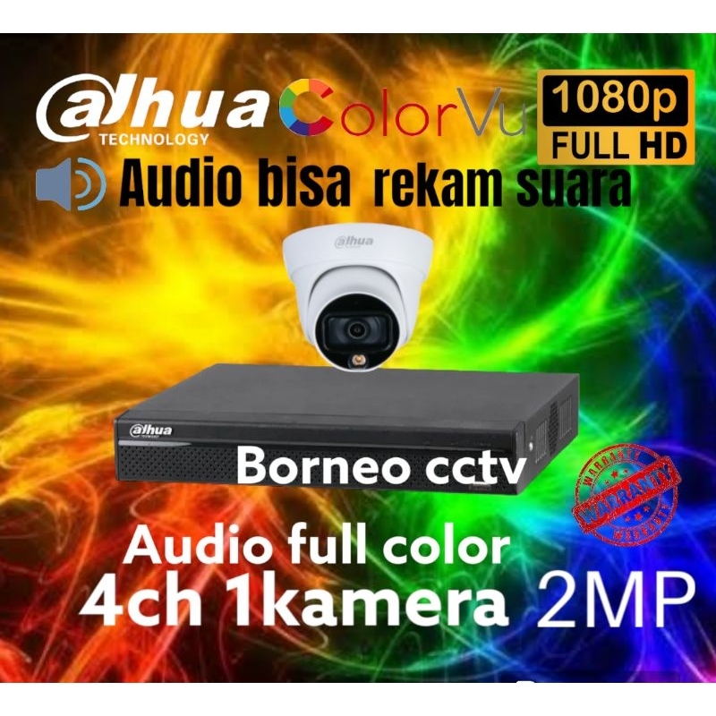Jual PAKET CCTV DAHUA 2MP 4 CHANNEL 1 KAMERA COLORVU+AUDIO FULL COLOR ...