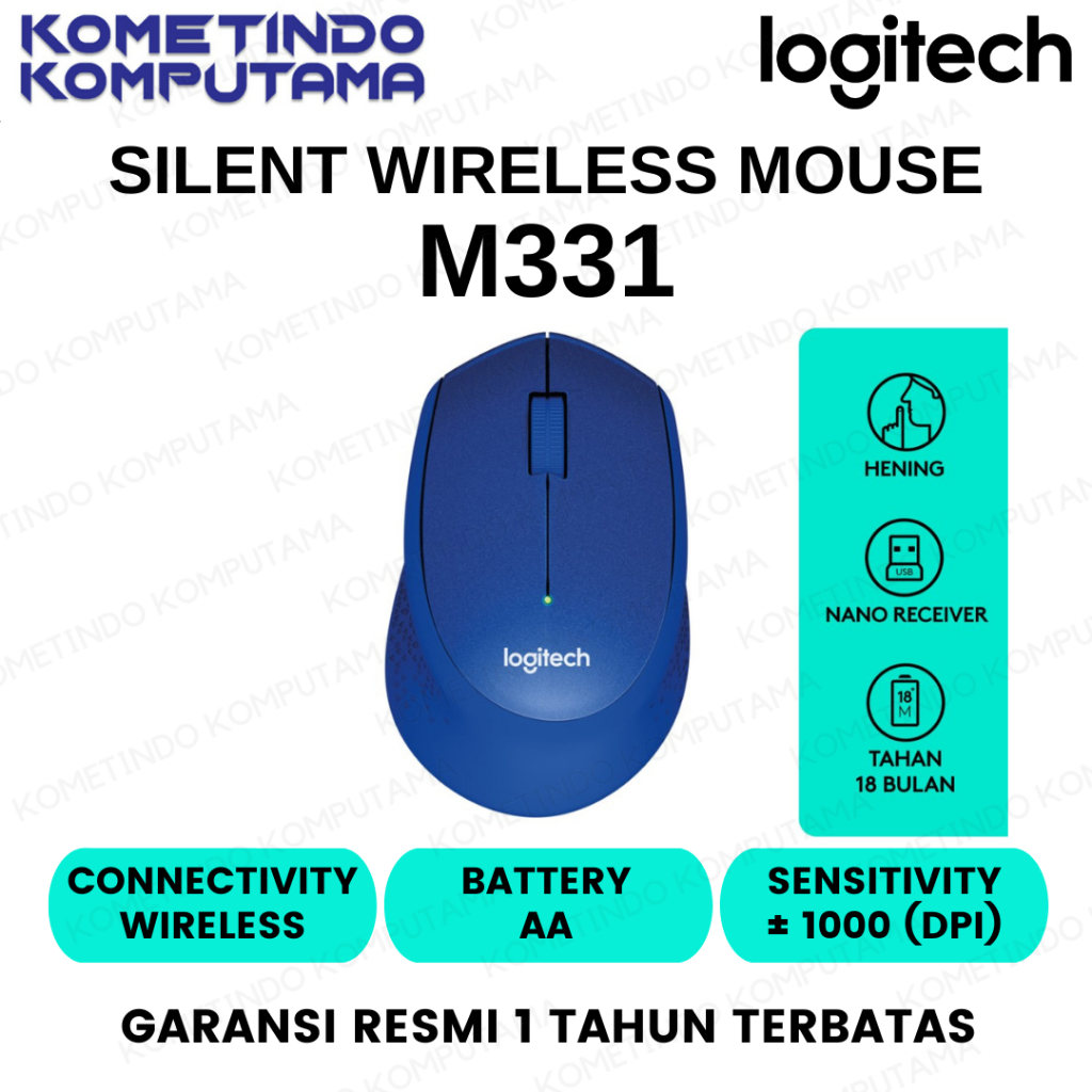 Jual M331 Blue MOUSE WIRELESS SILENT CLICK LOGITECH M331 BIRU - 100% ...