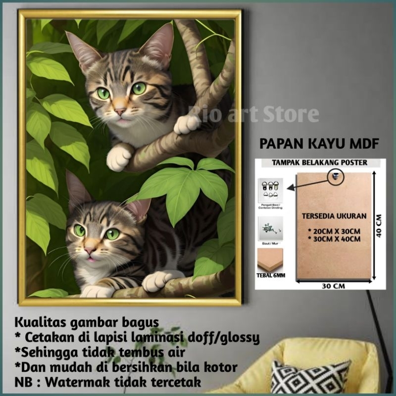 Jual Poster dua kucing loreng lucu cocok untuk hiasan dinding atau ...