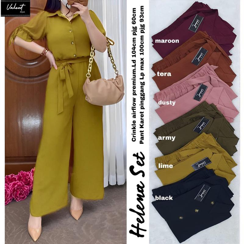 Jual HELENA SET CRINKLE AIRFLOW LD 110 // SETELAN LENGAN PENDEK // ONE SET POLOS // SETELAN ...