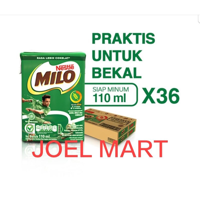 Jual SUSU MILO UHT 110 ML 180 ML DUS KARTON / MILO COKLAT 110ML 180ML 1DUS ISI 36PCS KEMASAN ...