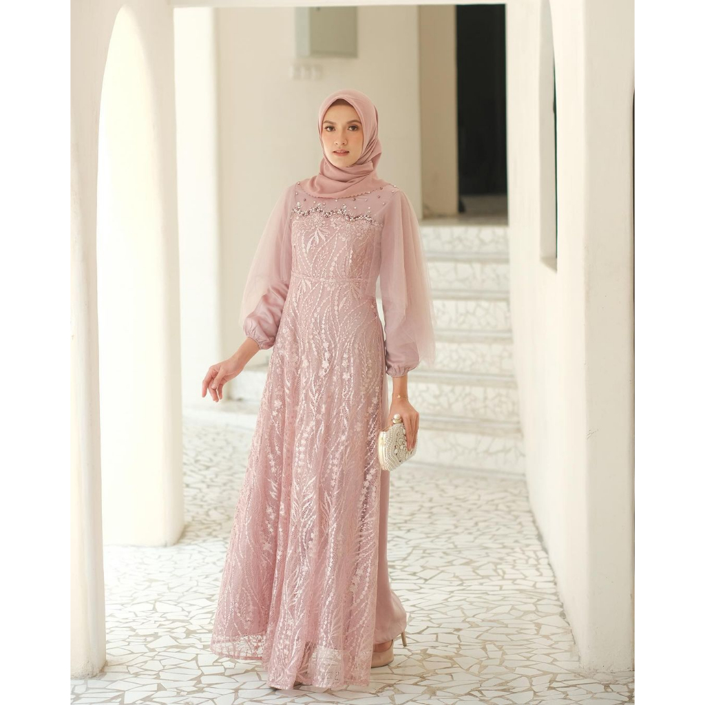 Jual [BISA COD!!!] - NADINE LUNA DRESS BY KHAILA GAMIS BRIDESMAID SATIN BROKAT TUTU MODERN ...