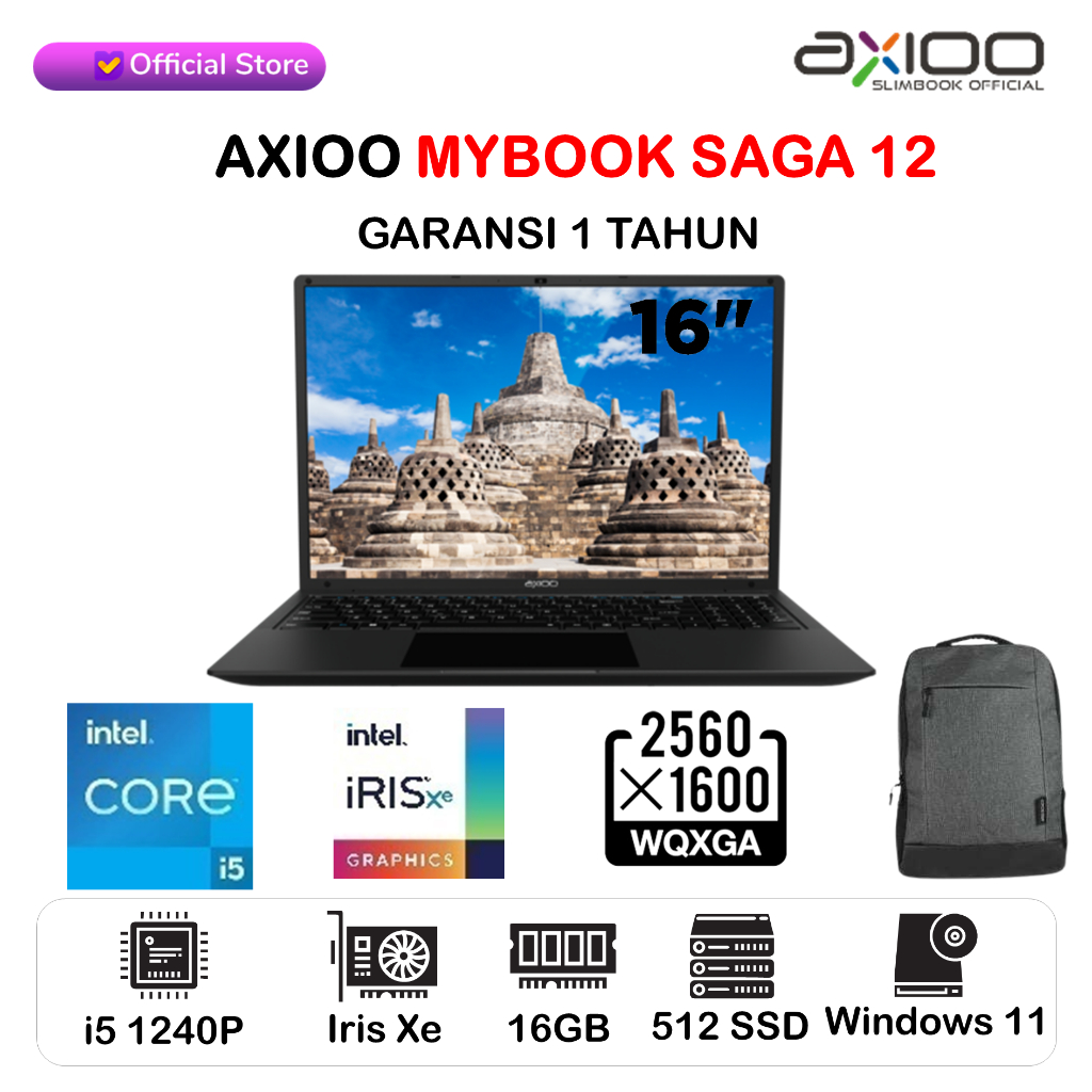 Jual LAPTOP AXIOO MYBOOK SAGA 12 | i5 1240P 8GB 256SSD Windows 11 16 ...