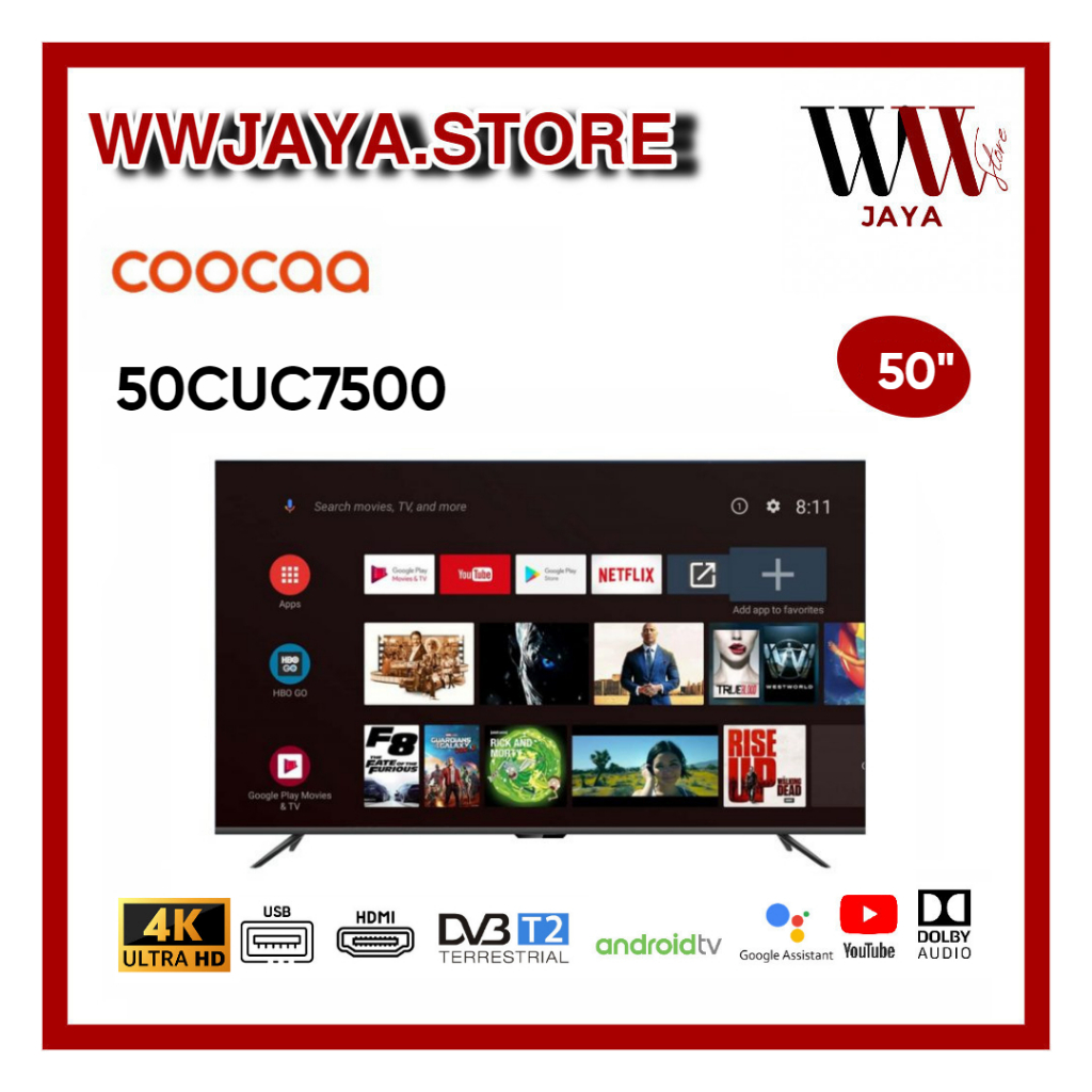 Jual TV LED Coocaa 50CUC7500 LED Coocaa UHD 4K 50 Inch Android TV ...