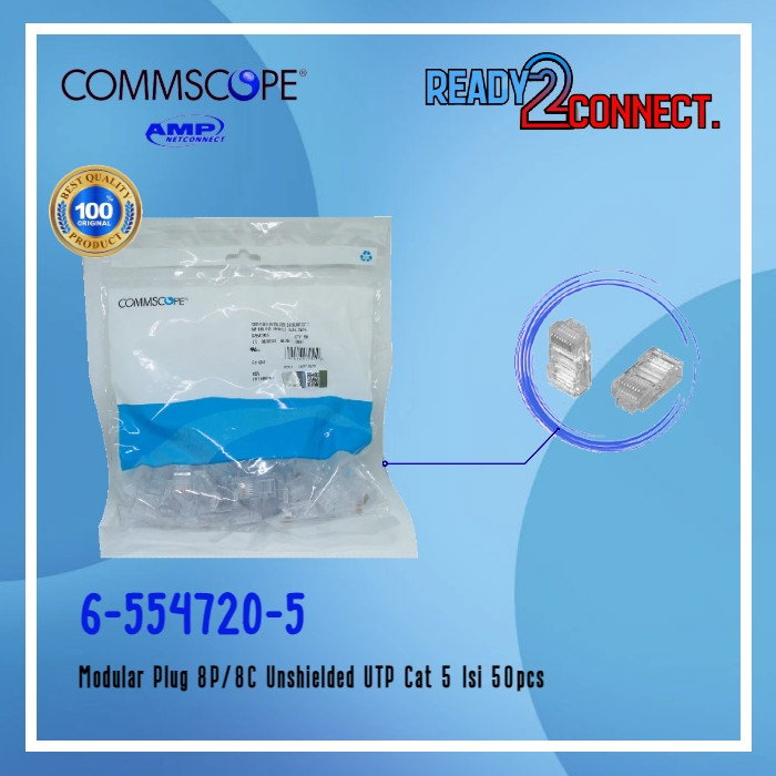 Jual COMMSCOPE / AMP 6-554720-5 Connector RJ45 Cat.5E isi 50pcs ...