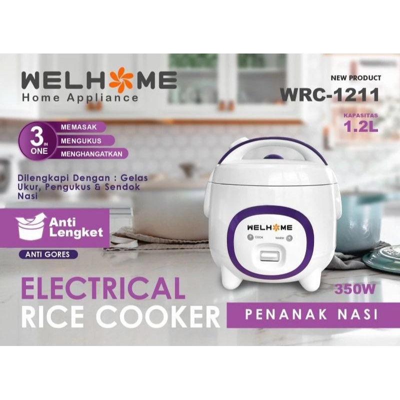 Jual Magicom / Penanak Nasi Uk 1.2 Liter WELLHOME WRC-1211 3 IN 1 Rice Cooker Multifungsi ...