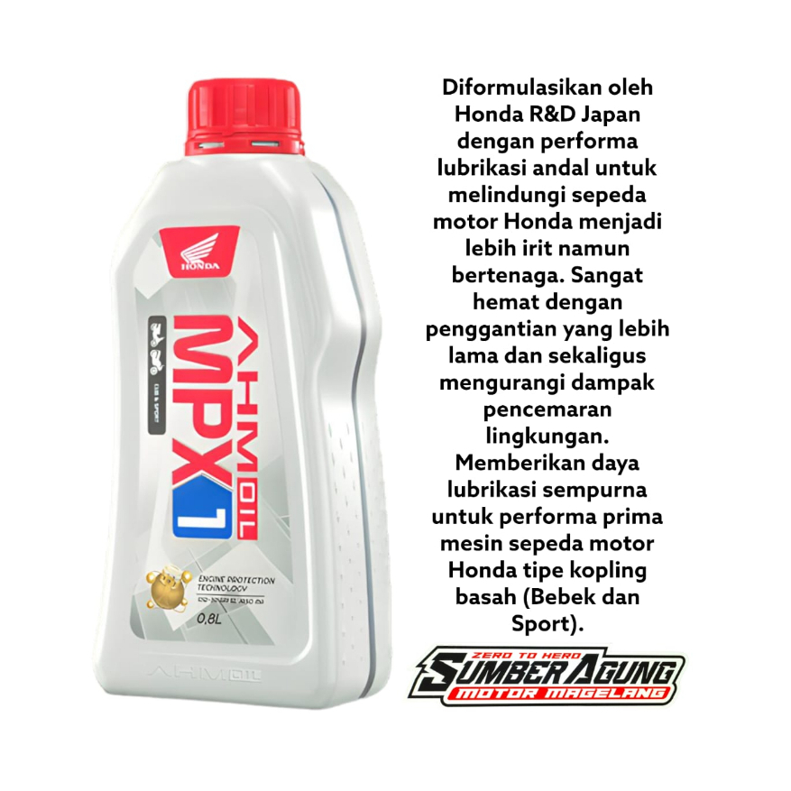 Jual OLIE OLI MESIN 4T AHM MPX1 MPX 1 SAE 10W-30 VOLUME 800 ML | Shopee ...