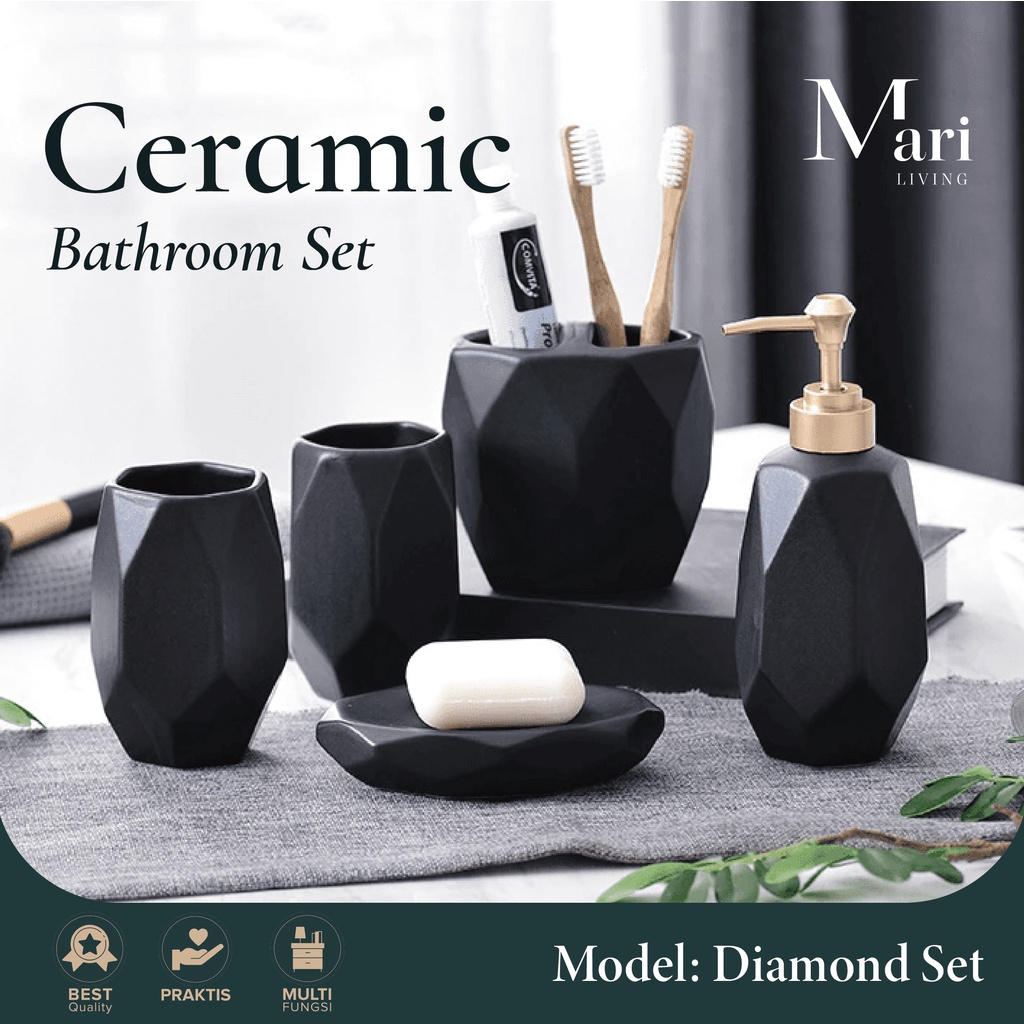 Jual Set Perlengkapan Kamar Mandi Keramik Nordic Mewah - MARI | Shopee ...