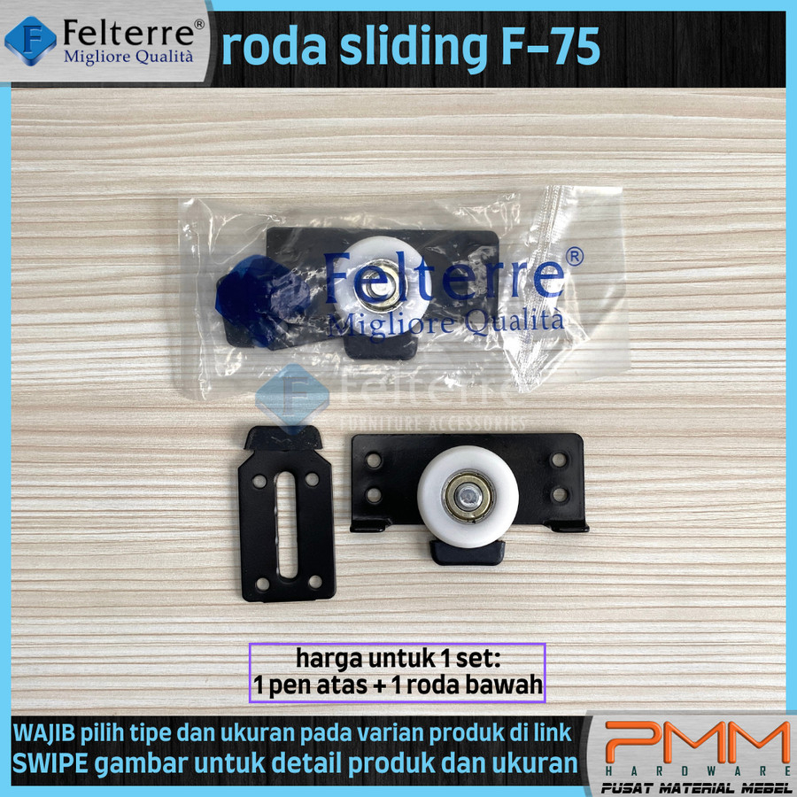 Jual roda sliding F 75 FELTERRE | rel atas bawah geser pintu lemari SD ...