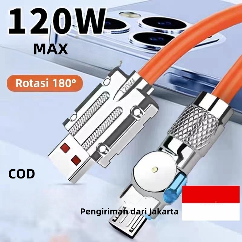 Jual Kabel USB Putar 180 Derajat Kabel USB Super Cepat 120W 100W 66W 40W Paduan Seng Asli 6A ...