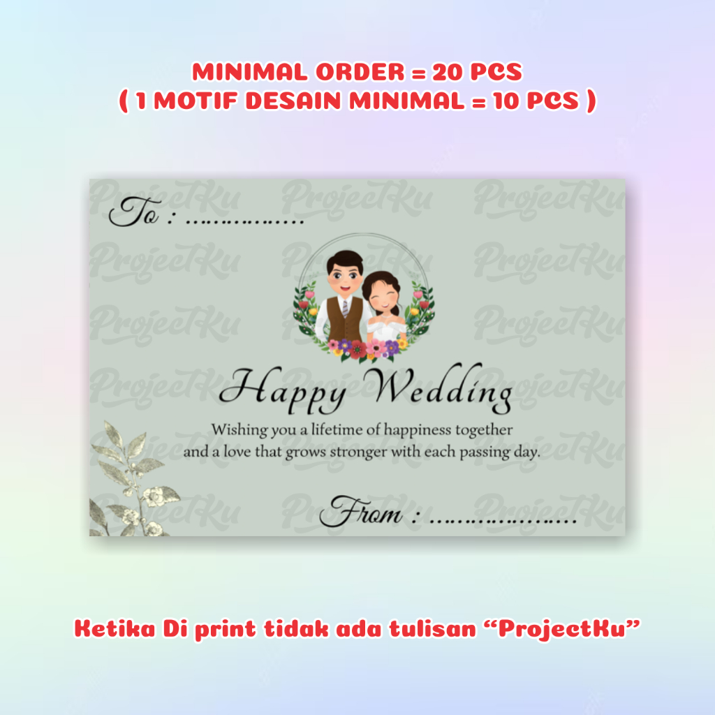 Jual Greeting Card Happy WEDDING Ukuran 10 x 6,5 cm - Gift Card - Kartu ...