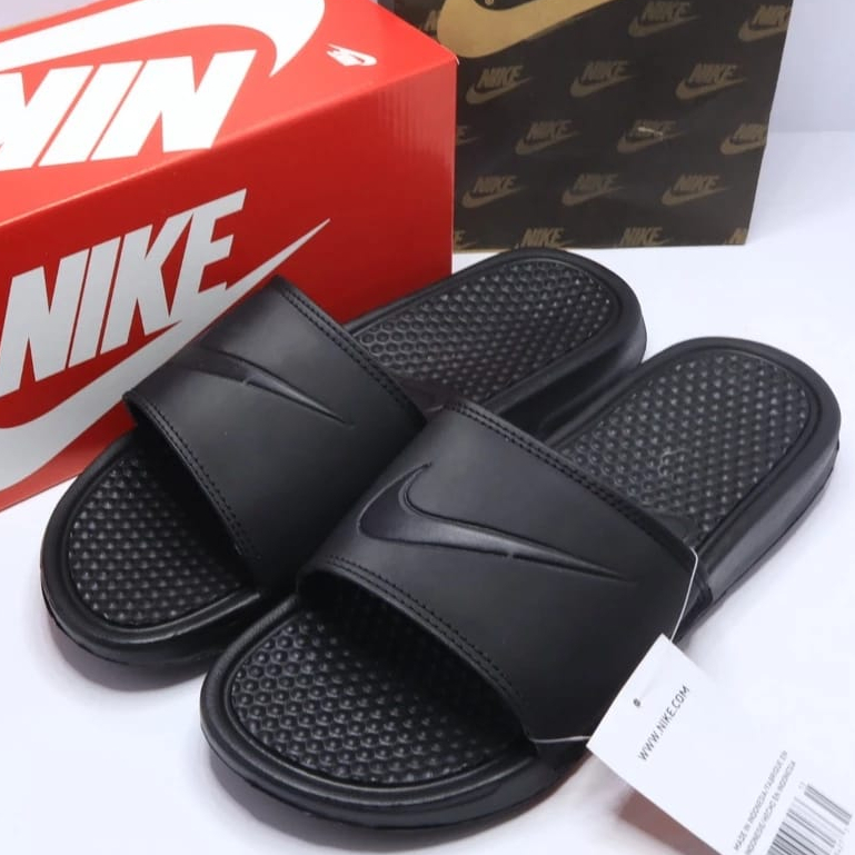 Jual SENDAL PRIA WANITA SLIP SANDALS SLOP SLIDE HITAM POLOS TERMURAH ...