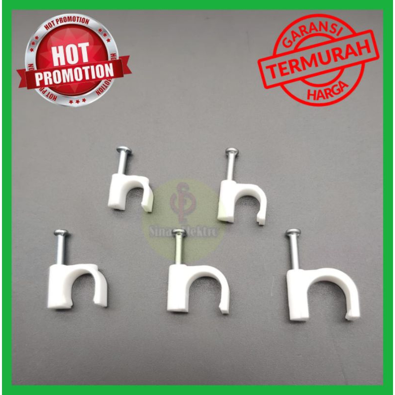 Jual PAKU KLEM 100 Pcs Klem Kabel 6mm,7mm,8mm,9mm,10mm Paku Beton Asli ...