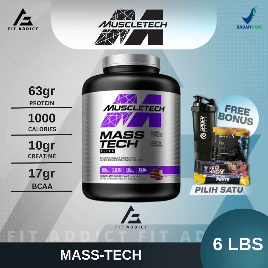 Jual Muscletech Masstech 6 Lbs Lb 6Lbs 6Lb Mass Tech Weight Mass Gainer ...