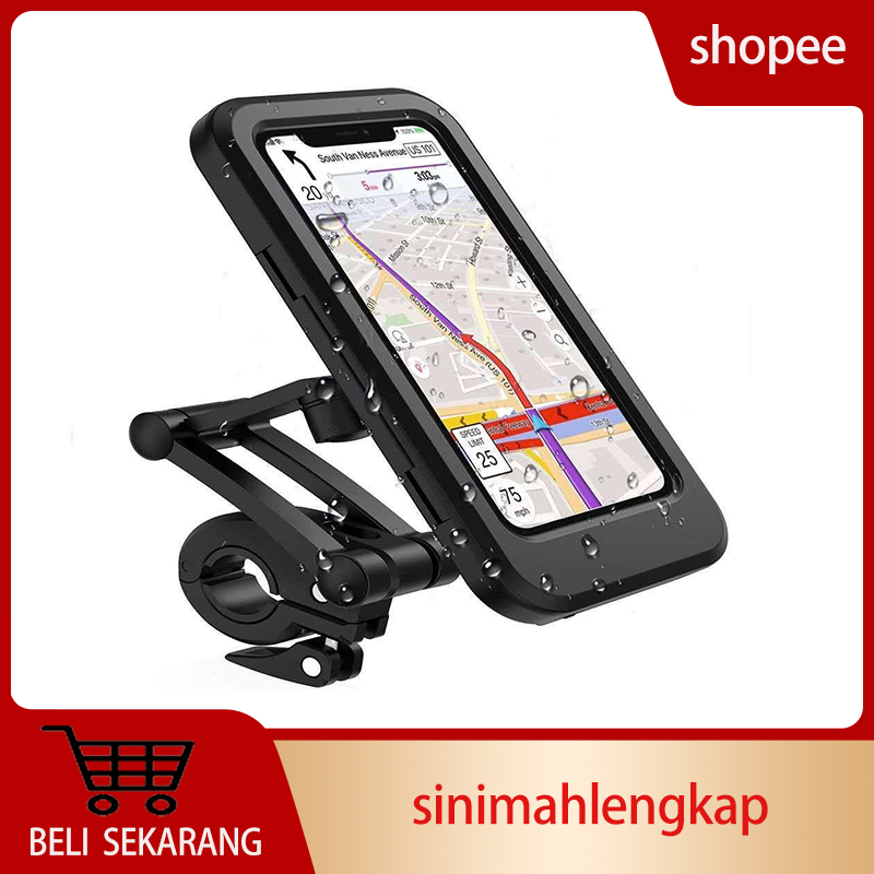 Jual Phone Holder Motor Waterproof Tempat dudukan Hp Sepeda Anti Air Stand Handphone | Shopee ...