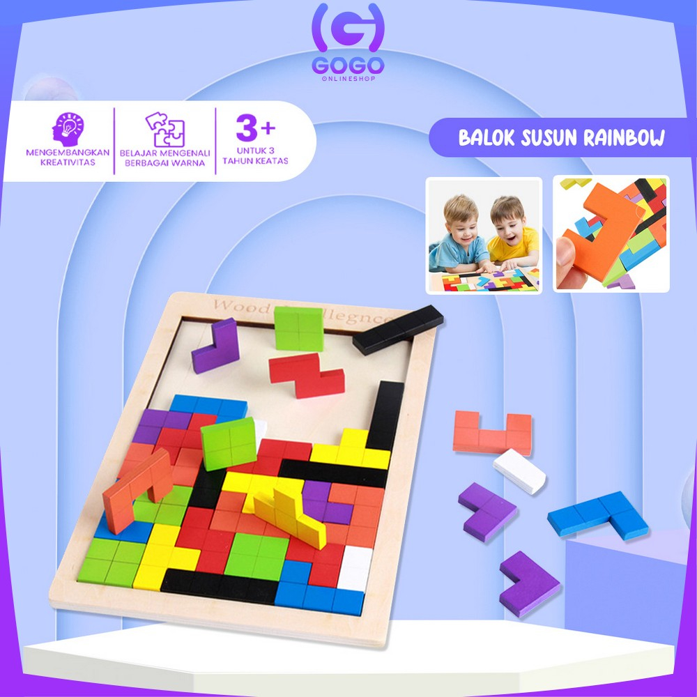 Jual GOGO-M334 Puzzle Wooden Intellegence Mainan Kayu Anak / Tetris ...