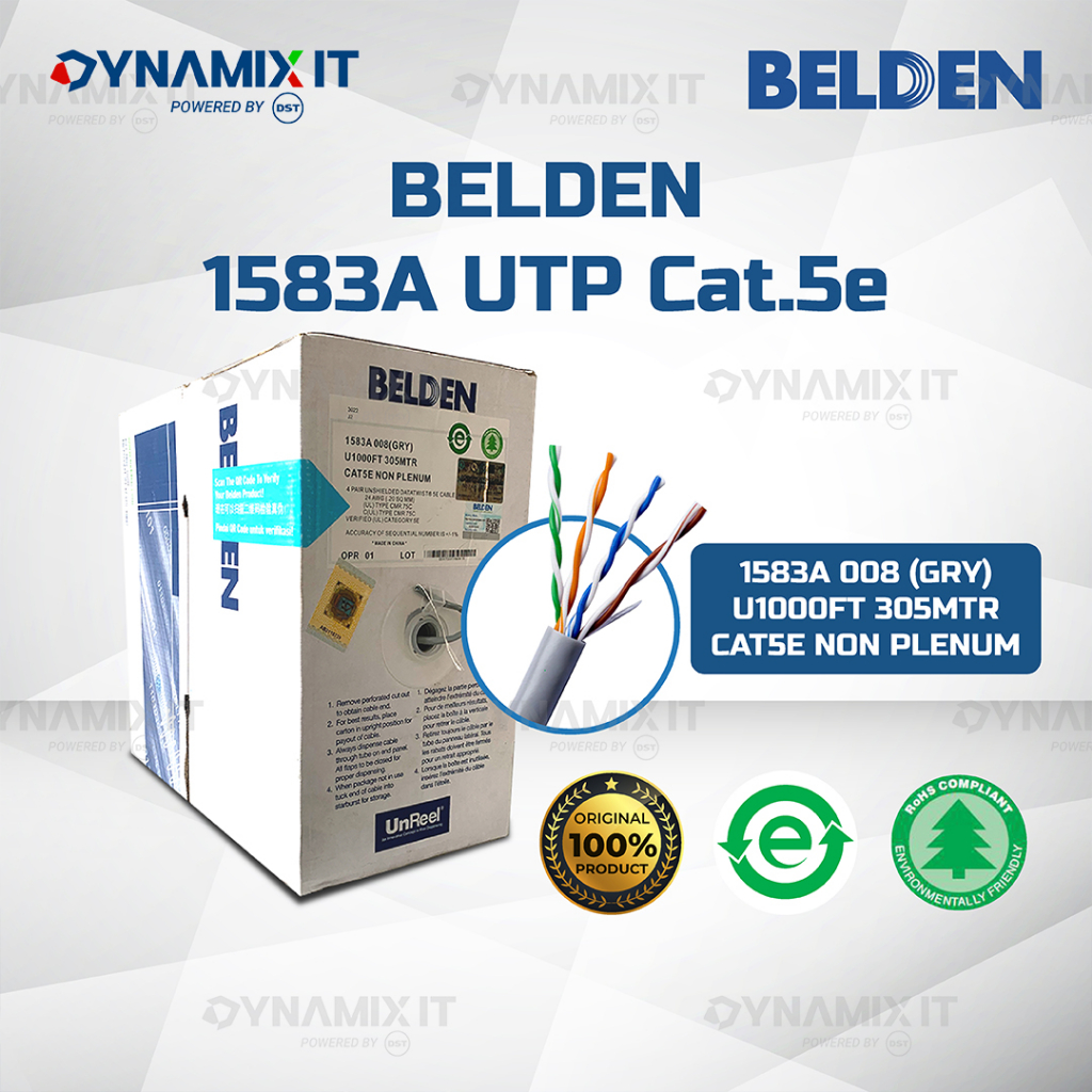 Jual Indoor Kabel LAN BELDEN 1583A UTP cat.5e 305 m GREY | 100% ...