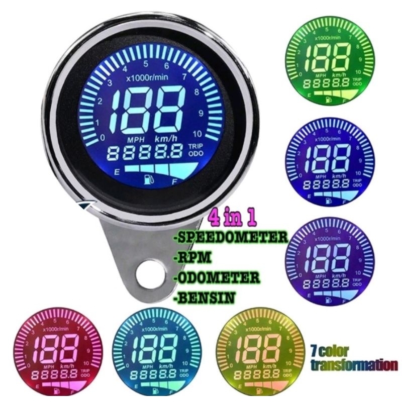 Jual Speedometer digital bulat 7 warna Komplite cb rxking tiger vixion ...