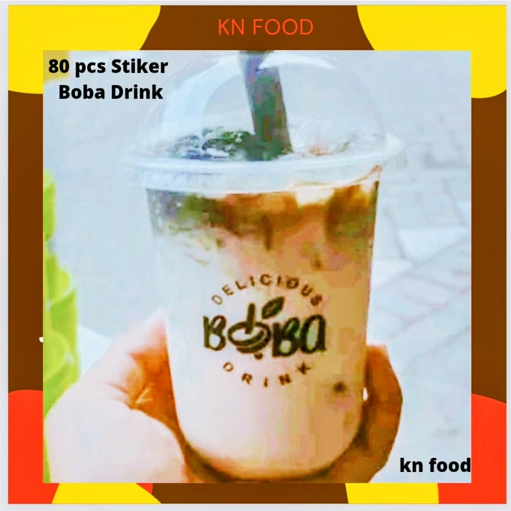 Jual Stiker label transparan cup minuman es Boba drink 72 pcs stiker es ...
