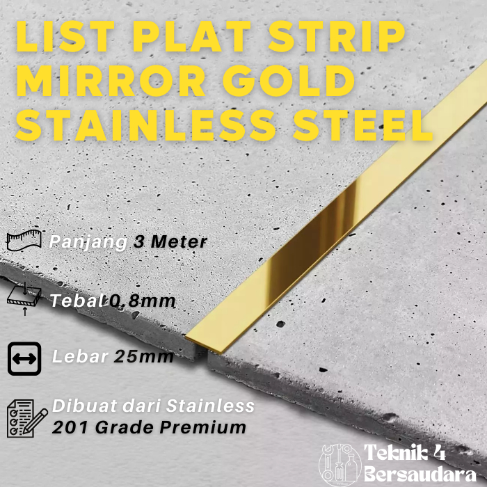 Jual List Plat Strip Mirror Gold Stainless Steel 201 25MM | Shopee ...