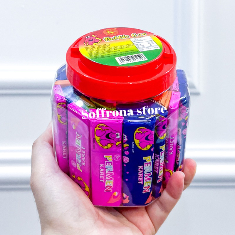 Jual BUBBLE GUM permen karet aneka rasa buah 1 toples isi 50 pcs ...