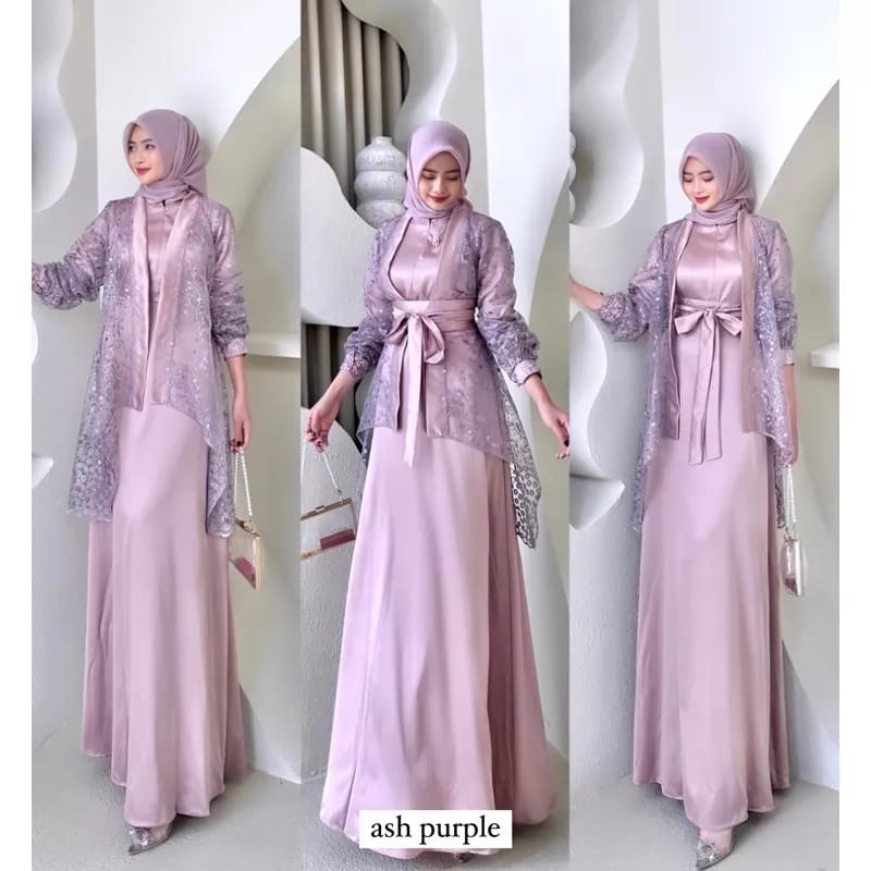 Jual Fuji Dress satu Set Inner Outer Kimono Queenbee Fashion Gamis Muslim Wanita Pesta Kondangan ...