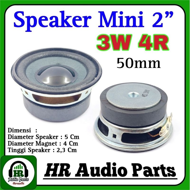 Jual Speaker Mini 2" 3W 4R 2inch 3Watt 4ohm 5Cm 50mm Full Range for Miniatur Amplifier Bluetooth ...