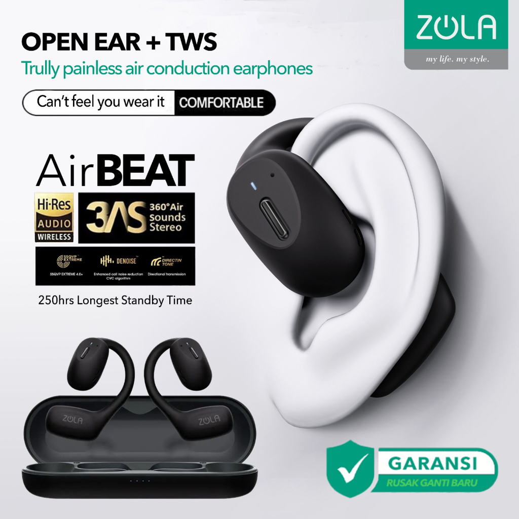 Jual ZOLA OPEN EAR TWS AIR BONE CONDUCTION HEADPHONE EARPHONE BLUETOOTH ...