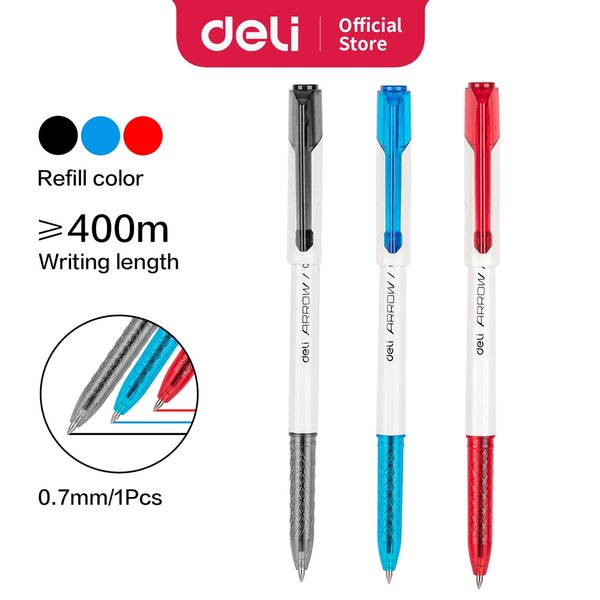Jual Deli Ballpoint Pen / Bolpoin Pulpen 0.7mm Tinta Hitam Biru Merah ...