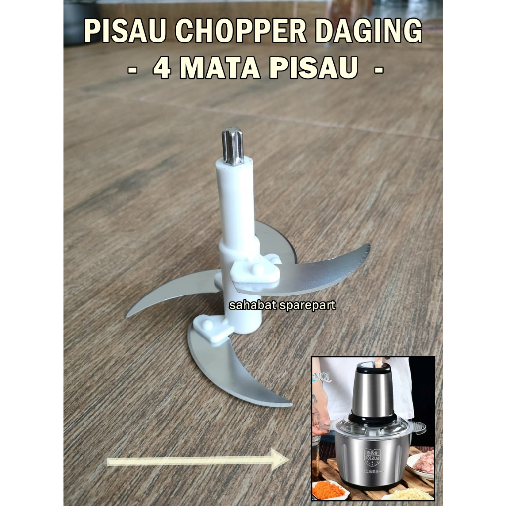 Jual (VISHAL) PISAU CHOPPER DAGING 2 LITER 4 MATA PISAU STAINLESS STEEL ...