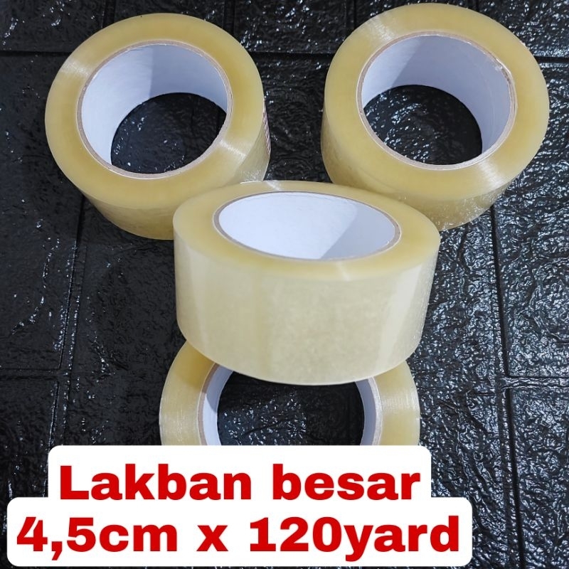 Jual Lakban bening besar 4,5cm x120yard - Lakban Packing (per 4pcs ...