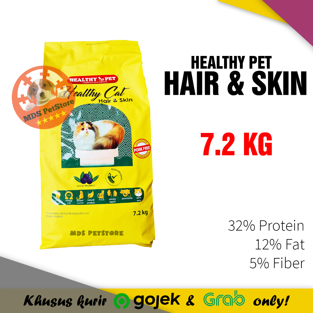 Jual Healthy Pet Hair Skin Cat 7.2 Kg | makanan kucing perawatan bulu 7 ...