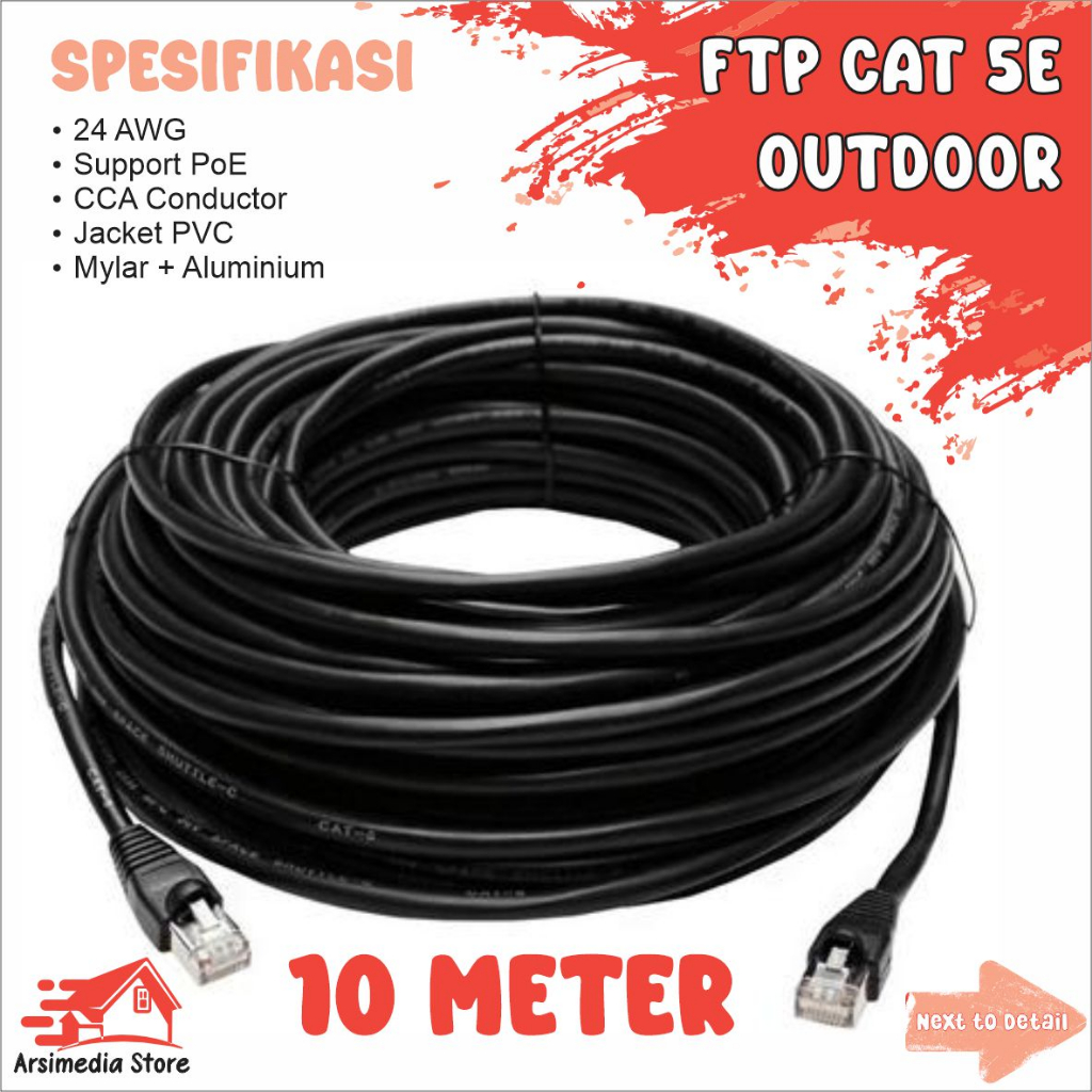 Jual Kabel LAN FTP CAT 5e Outdoor 10 Meter Siap Pakai | Shopee Indonesia