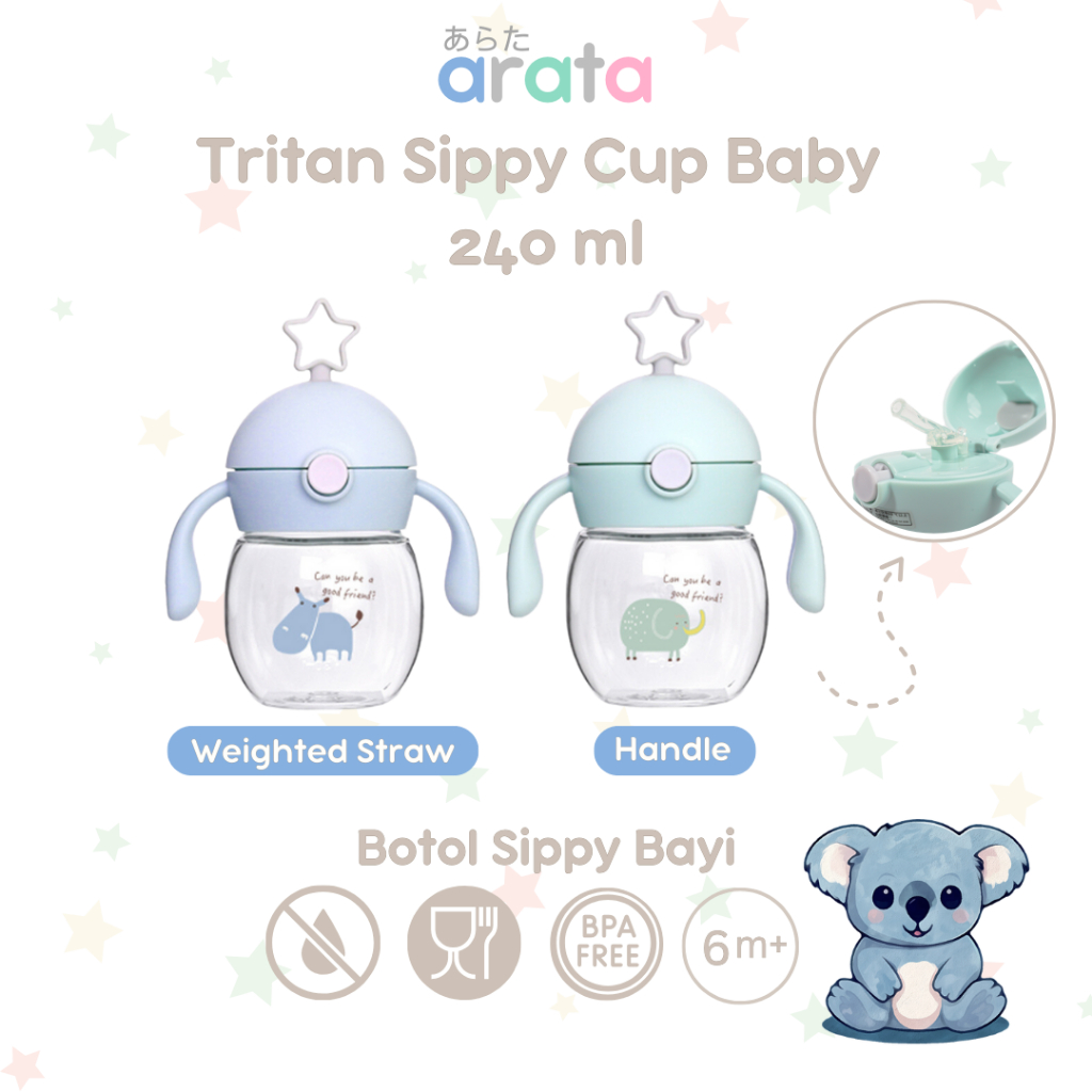 Jual ARATA Baby Tritan Sippy Cup Bottle 240ml Botol Minum Tritan Anak Bayi 240ml BPA FREE ...