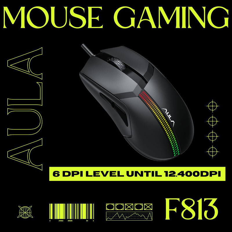 Jual Mouse Gaming Aula F813 Pro 12400DPI Colorful light effects | Shopee Indonesia